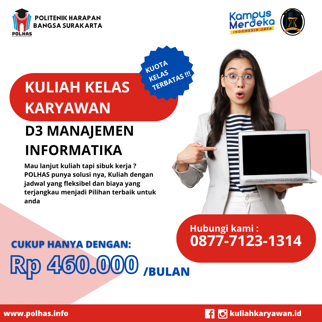 Pendaftaran Kuliah D3 Manajemen Informatika di POLHAS :: Kuliah Karyawan